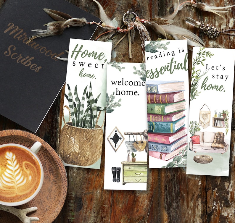 Reading is Essential Watercolor Handmade Bookmark, Cozy Reading Nook ...
