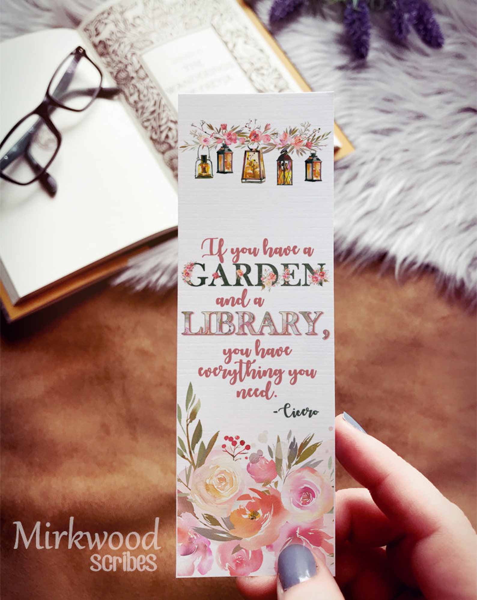Garden Quote Bookmark, Cicero Garden and Library Bookmark for Books ...