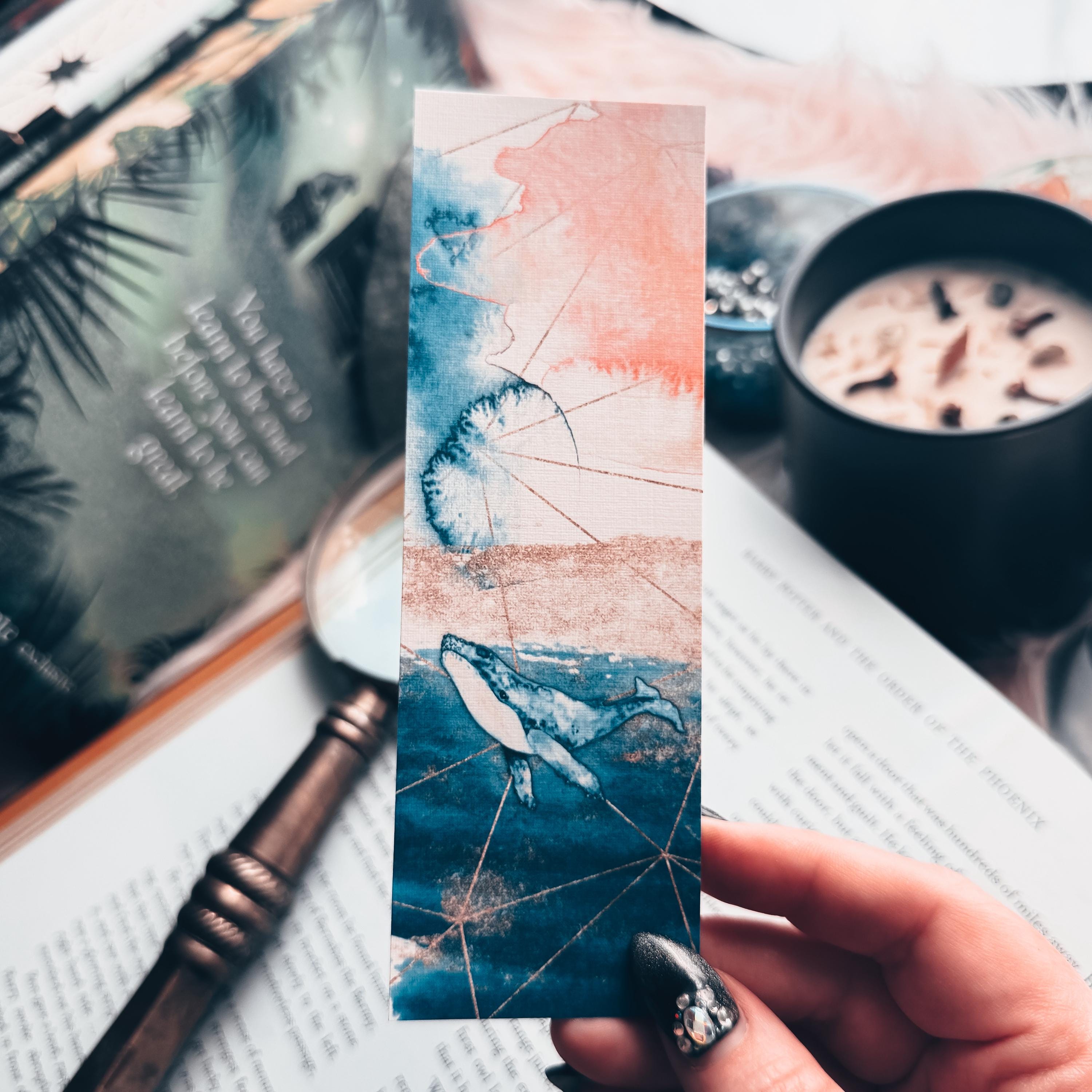 Ocean Life Watercolor Bookmarks, Printable Whale Bookmark, Blue and ...