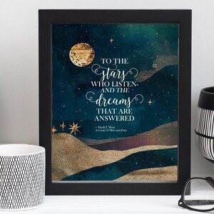 ACOMAF Art Print, Watercolor Galaxy Quote About Dreams, ACOTAR Home ...