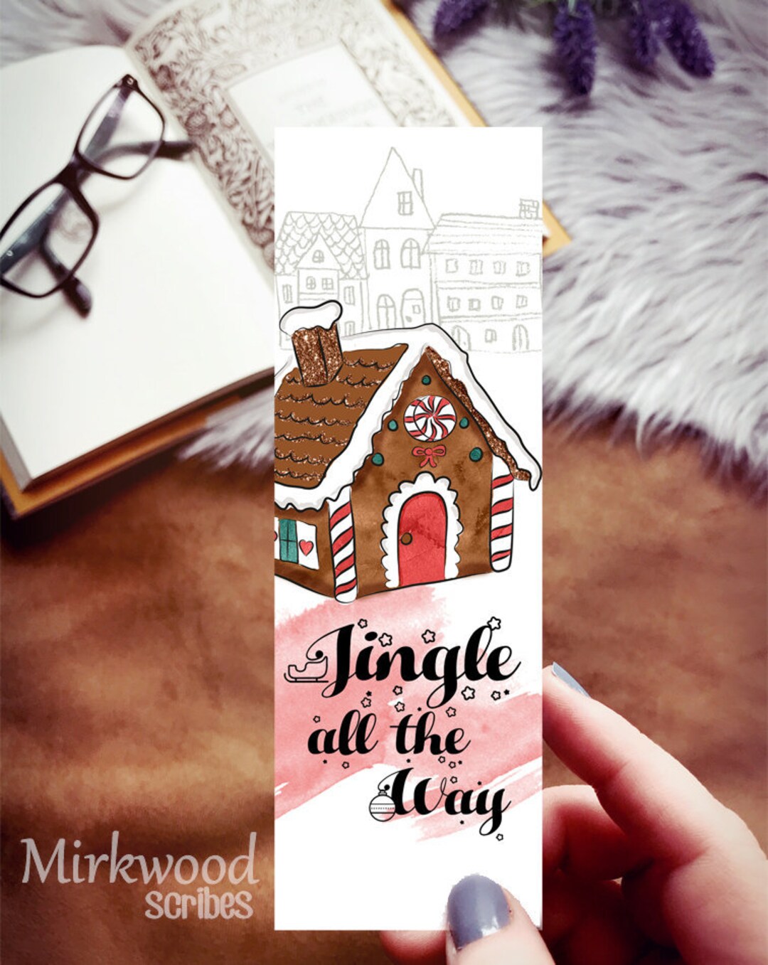 Gingerbread House Bookmark, Jingle All the Way Handmade Bookmark ...