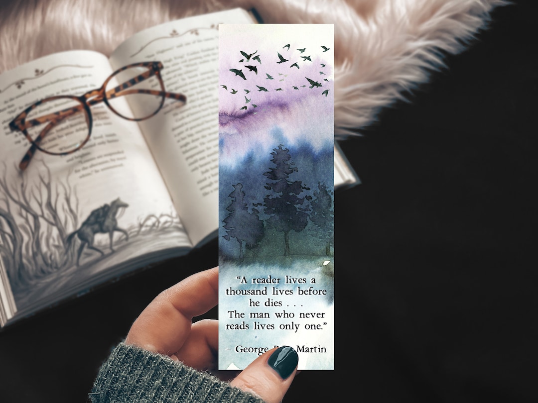 Literary Gift, Fantasy Book Lover Watercolor Bookmark, GRRM Quote ...