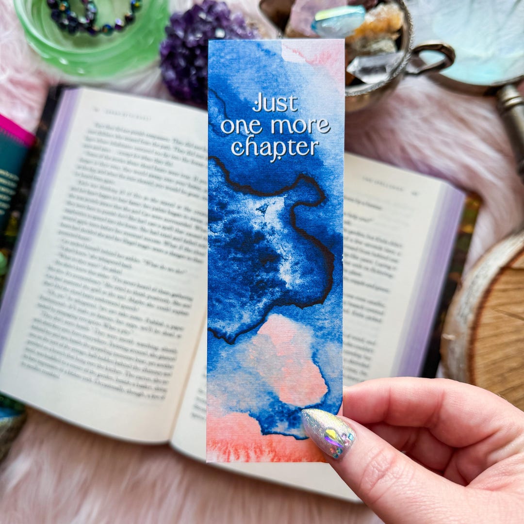 Blue Watercolor Bookmark, Blush Just One More Chapter Book Lover Gift ...