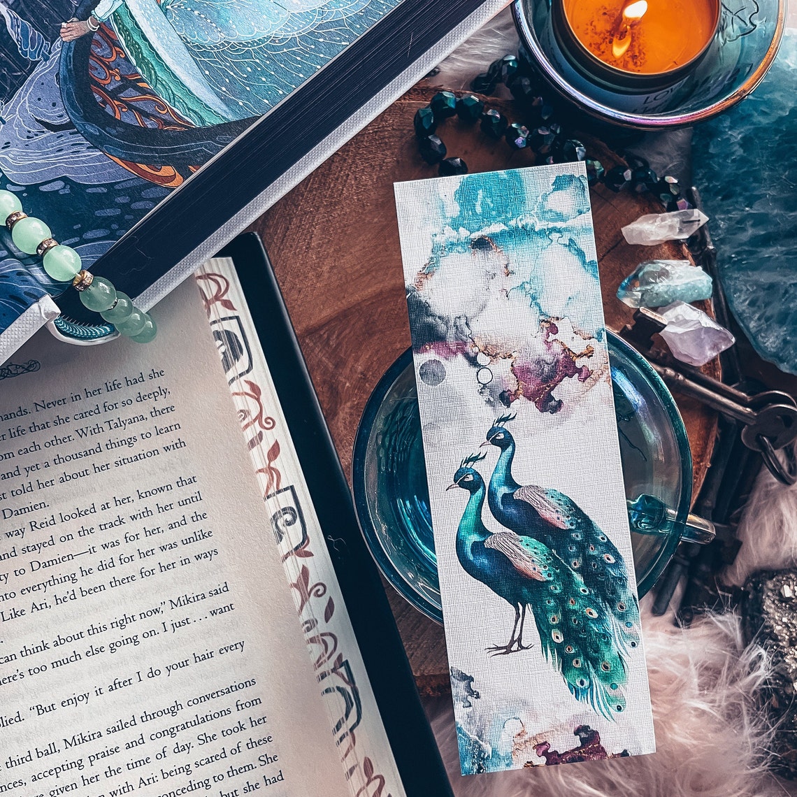 Peacock Watercolor Bookmark, Blue Peacocks Gift for Reader, Bird Lover ...