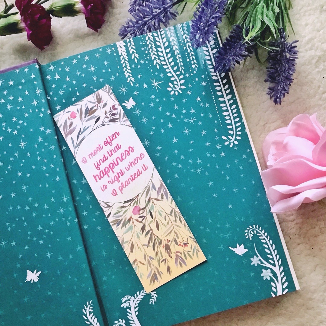 Happy Bookmark Handmade Watercolor Quote Bookmark Floral - Etsy