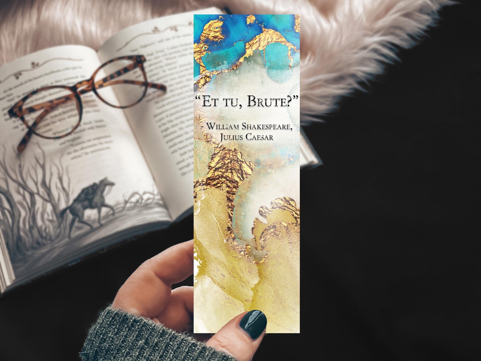 Et Tu, Brute? Shakespeare Quote Bookmark, Julius Caesar Marble Pattern ...