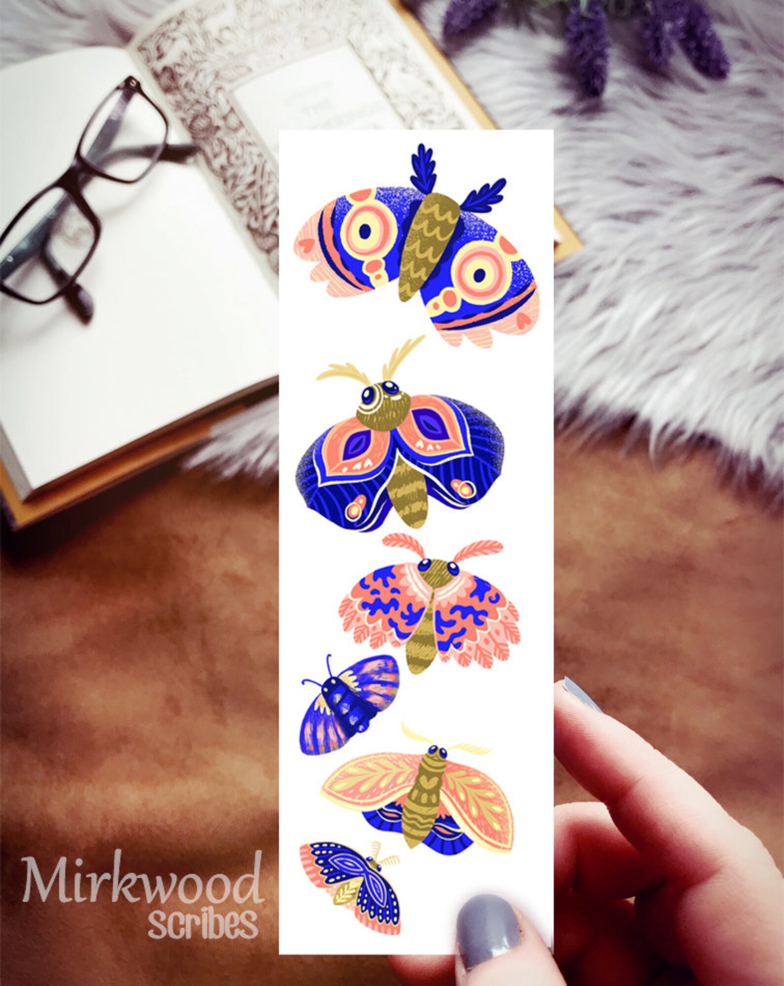 Blue Moth Bookmark Moths Bookmark for Books Moth Print Book - Etsy