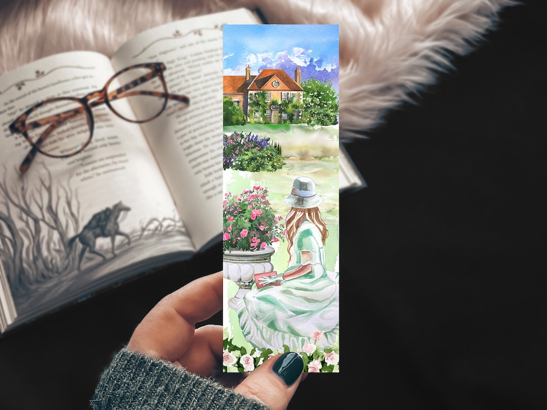 English Estate Watercolor Bookmark, Cozy Reader Bookstagram Gift for ...