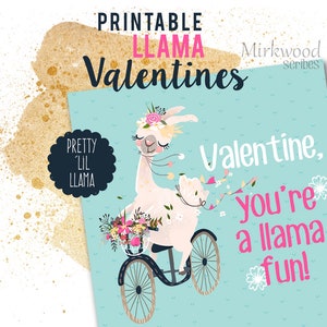 Llama Class Valentines Printable, Instant Download Floral Llama ...