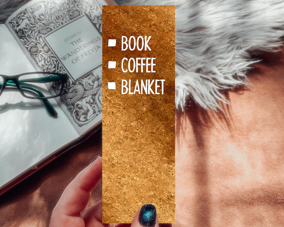 Reading Checklist Bookmark, Book, Coffee, Blanket, Paper Bookmarks for ...