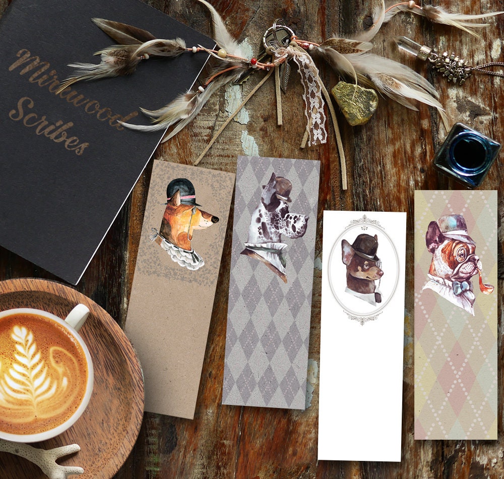 Monocle Dog Bookmark, Fancy Dog Cameo Bookmark, Dog Lover Gift ...