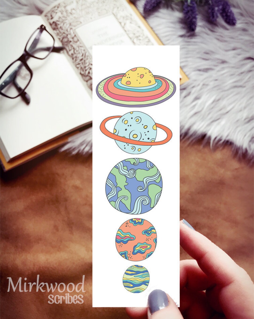 Rainbow Planets Bookmark Cute Kids Space Bookmark Outer - Etsy