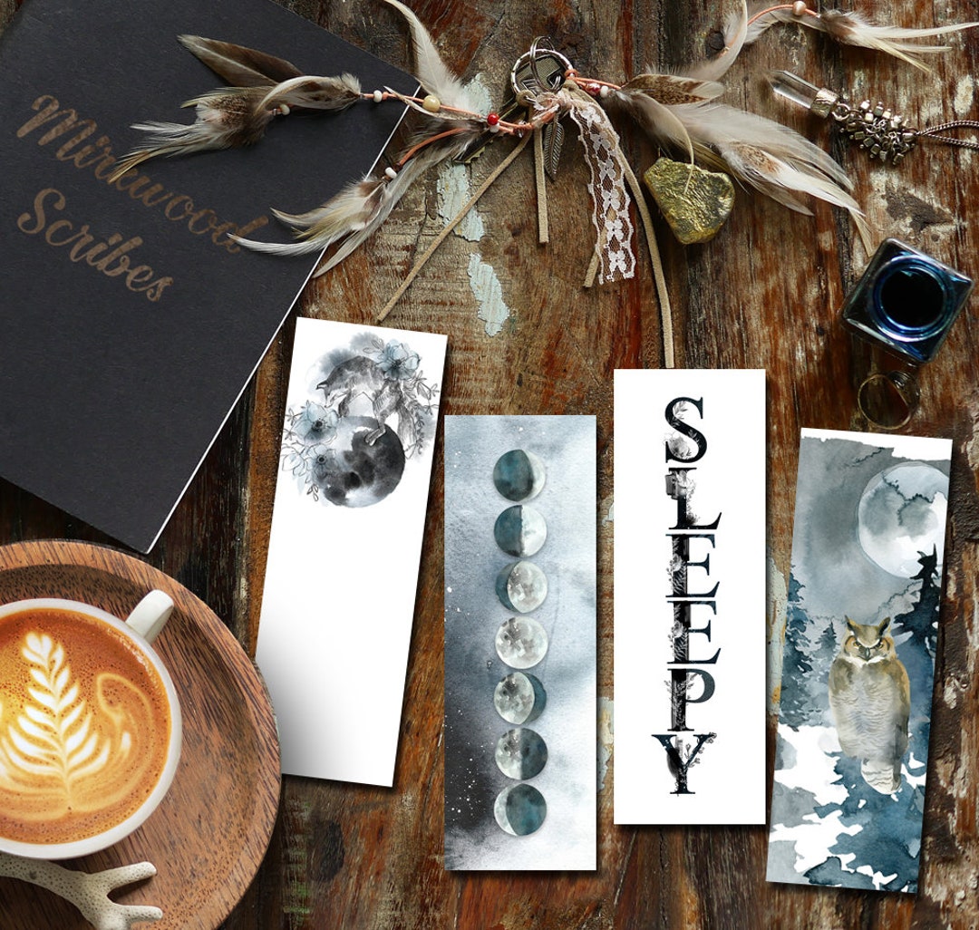 Moon Phases Printable Bookmarks, Lunar Bookmarks, Celestial Instant ...