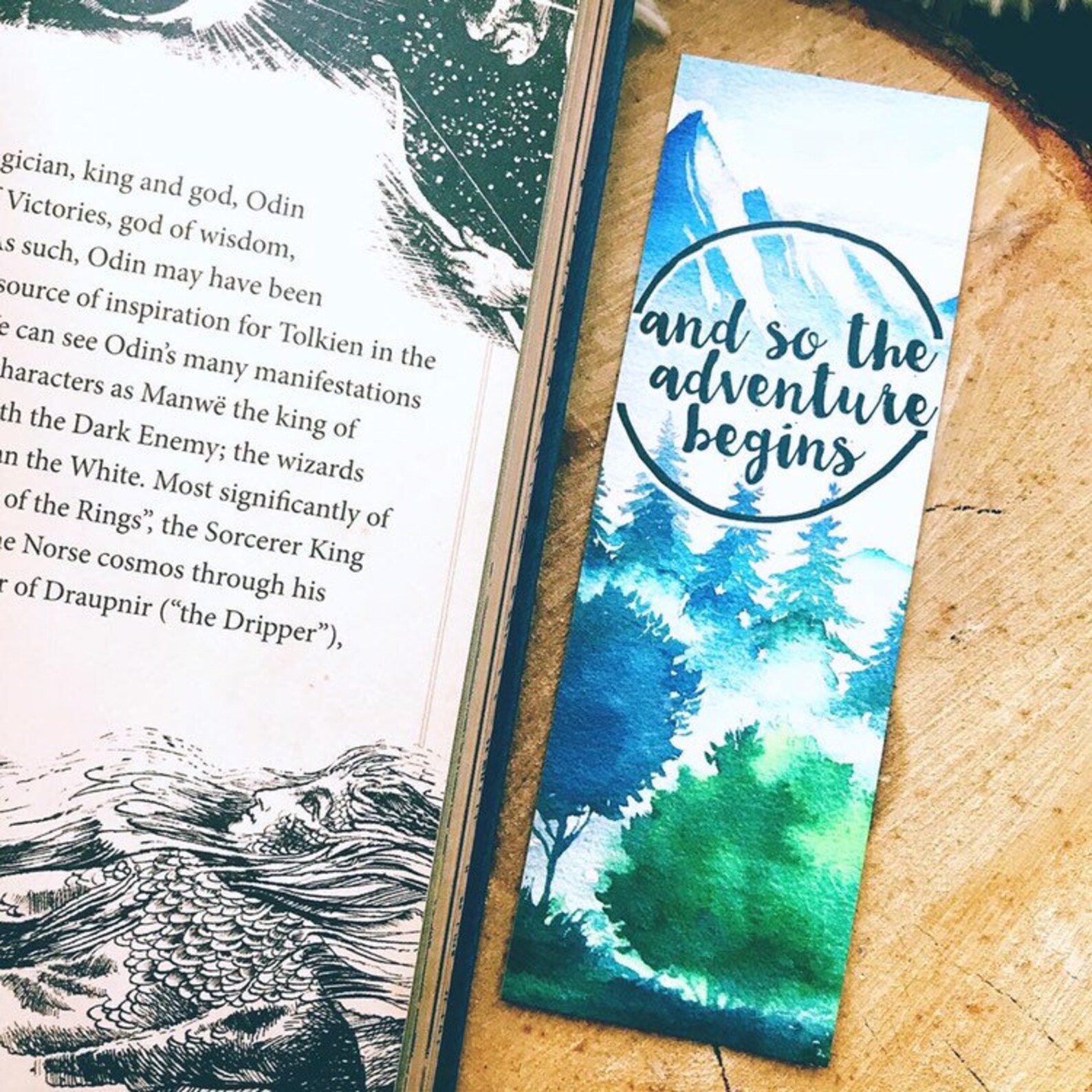 Watercolor Mountains Adventure Bookmark Linen Paper Landscape | Etsy