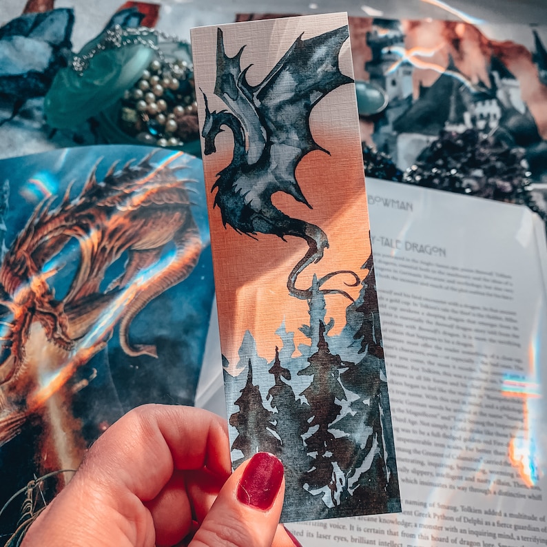 Dragon Bookmark Watercolor Epic Dragons Reader Gift Geek | Etsy