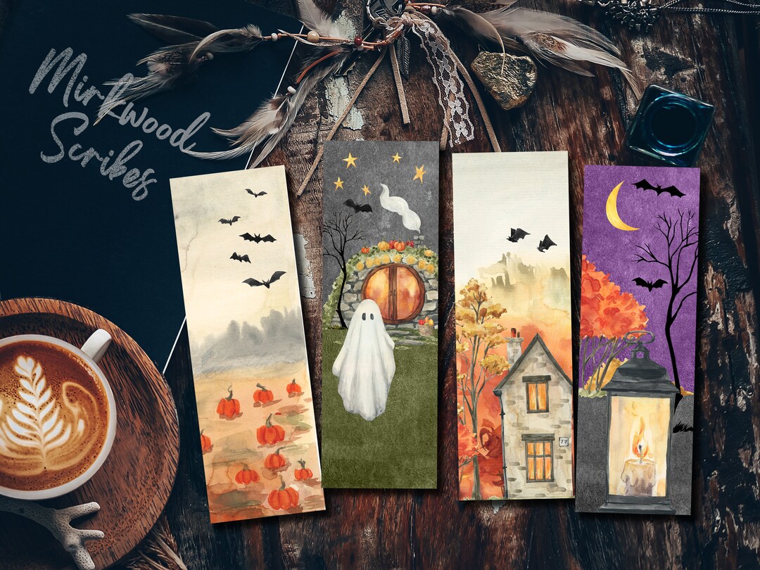 Printable Halloween Bats Bookmarks, Set of Fall Bookmarks, Halloween ...