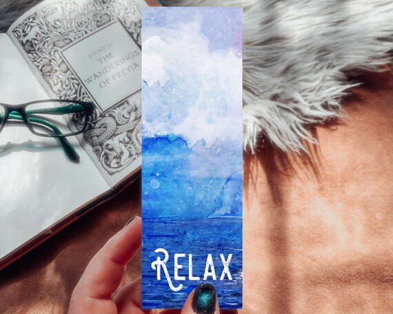Ocean Watercolor Paper Bookmark Blue Beach Bookmark Relax - Etsy