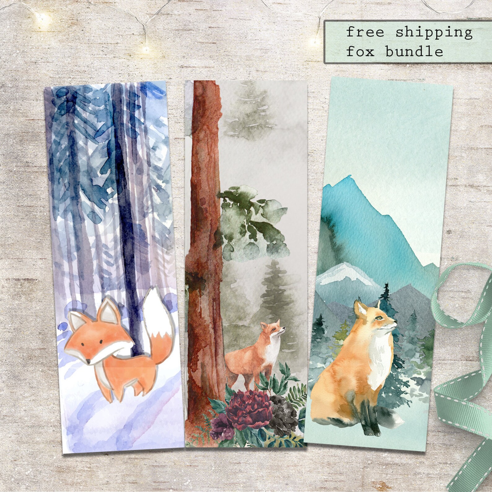Fox Watercolor Bookmark Bundle Cute Foxes Value Bundle - Etsy