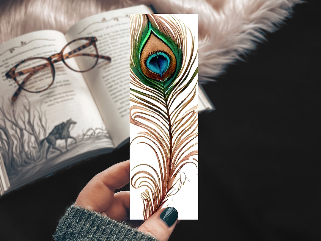 Peacock Feather Linen Bookmark, Gift for Reader, Boho Bookmarks With ...