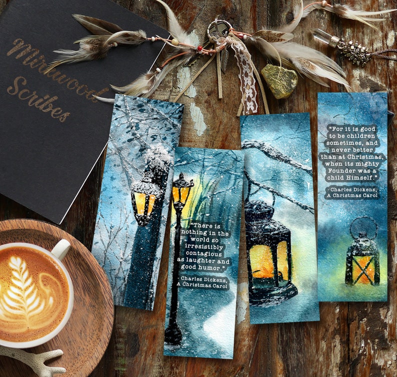 Winter Snow Bookmark Cozy Cold Weather Bookmark Set Lantern - Etsy