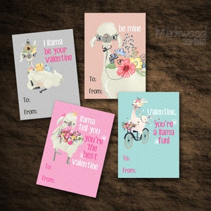 Llama Class Valentines Printable, Instant Download Floral Llama ...