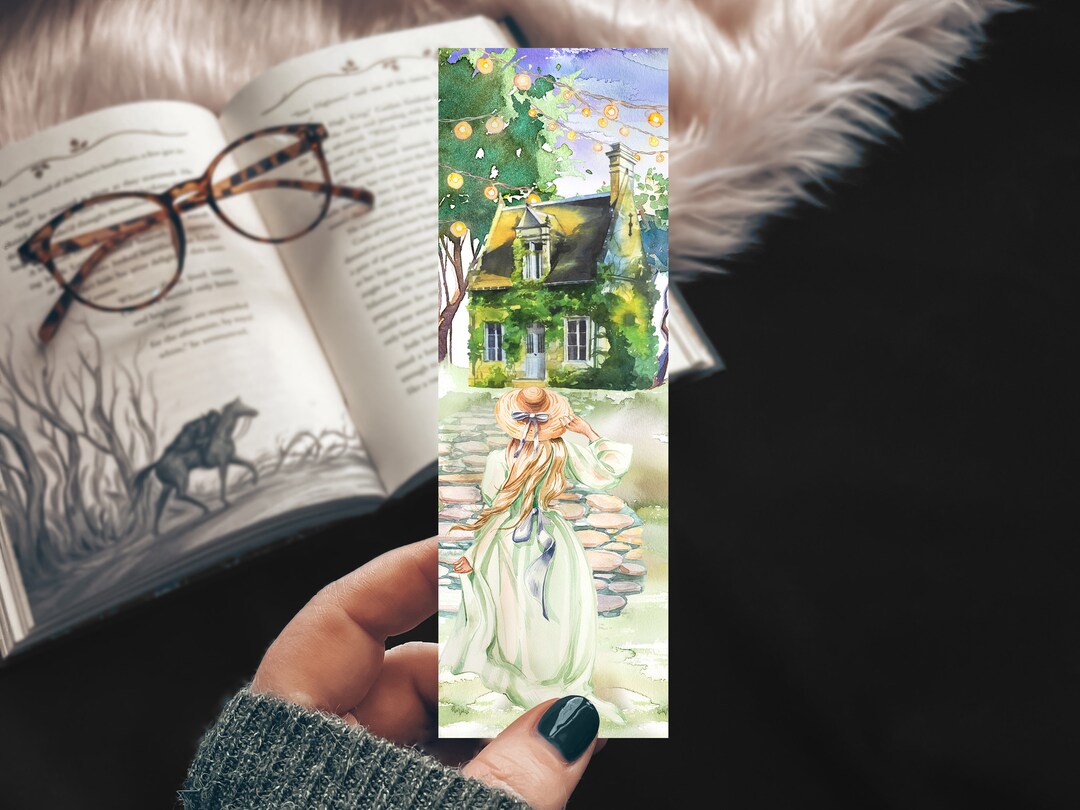 Forest Cottage Watercolor Bookmark, Romance Reader Bookstagram Gift for ...