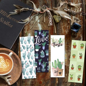 Cute Cactus Pattern Bookmark, Cactus Flower Pastel Bookmark - Etsy
