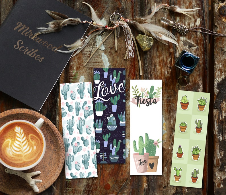 Cute Cactus Pattern Bookmark, Cactus Flower Pastel Bookmark - Etsy