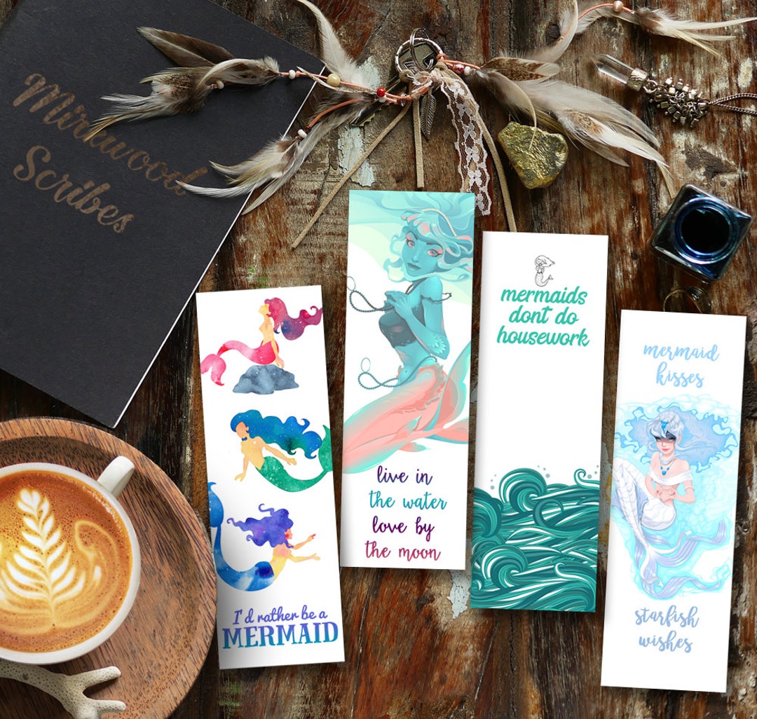 Mermaid Printable Bookmarks, Set of 4 Instant Download Mermaid ...