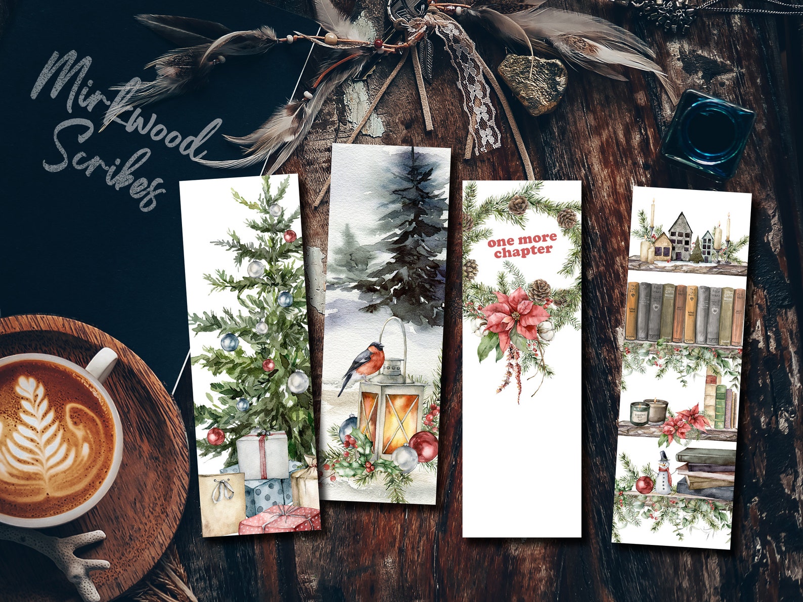 Cozy Christmas Printable Bookmarks Christmas Bookshelf - Etsy
