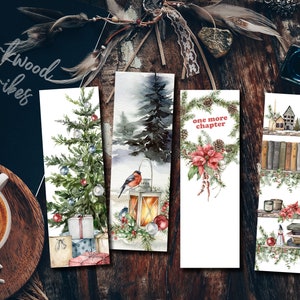Cozy Christmas Printable Bookmarks, Christmas Bookshelf Bookmark ...