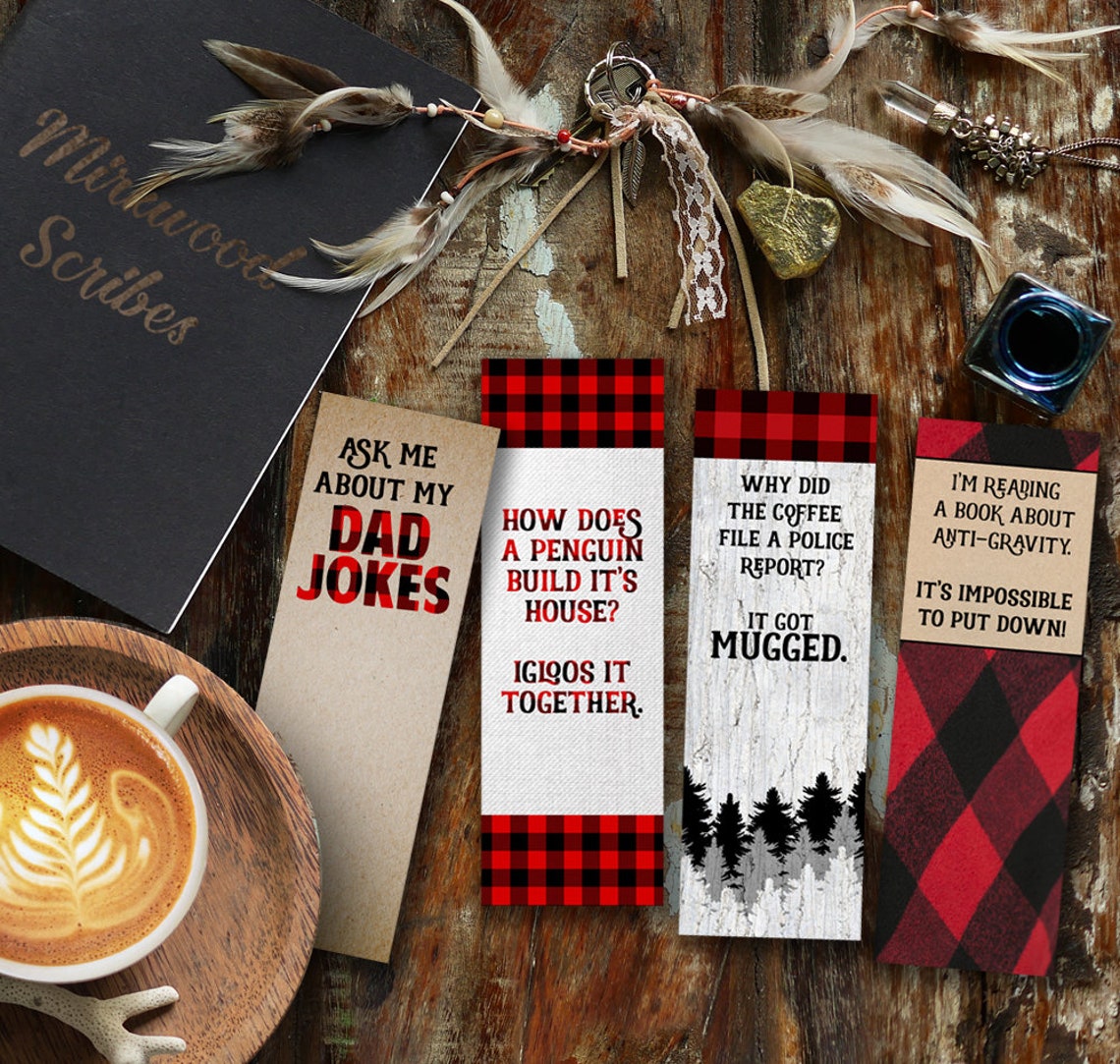 Dad Jokes Bookmarks Printable Instant Download Dad Joke Plaid | Etsy