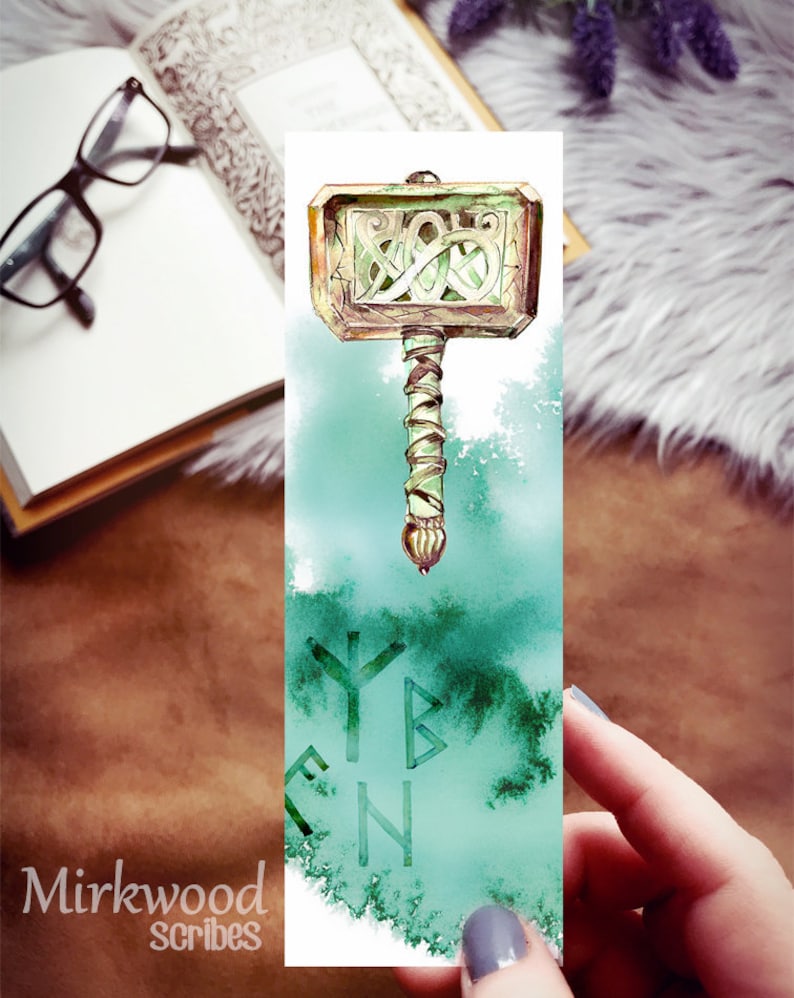 Viking Hammer Watercolor Bookmark Norse Weapon Mythology - Etsy