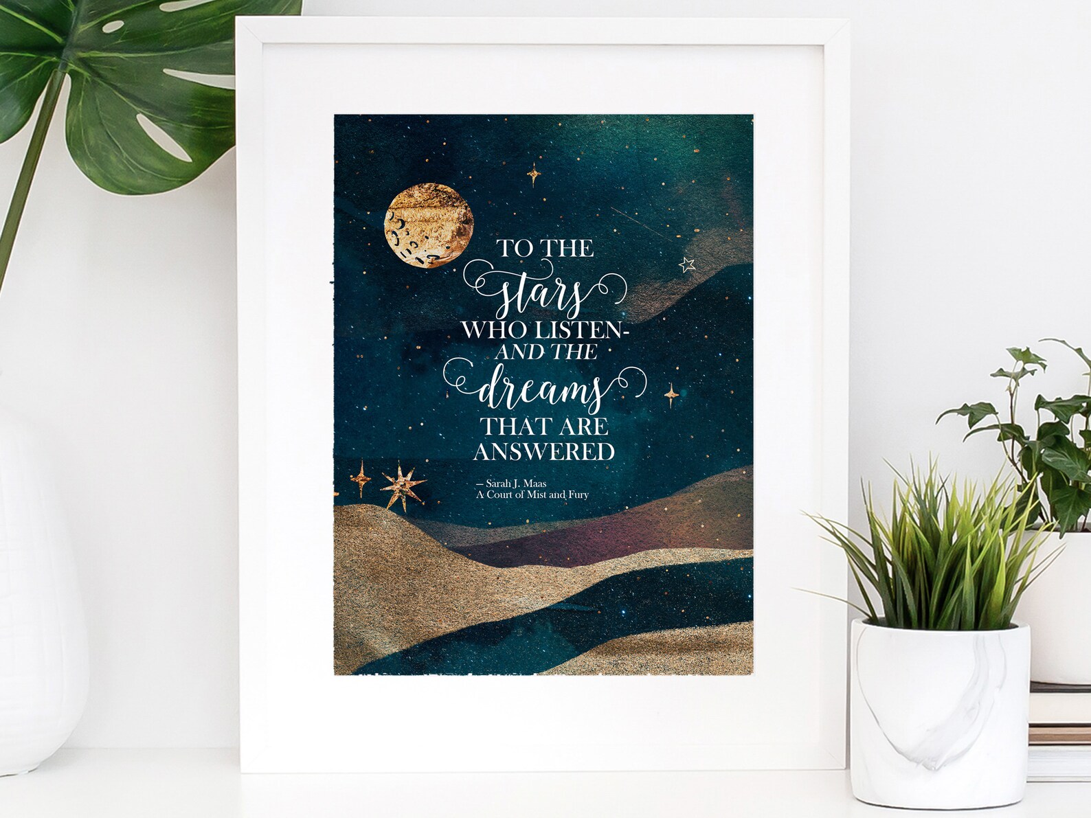 ACOMAF Art Print Watercolor Galaxy Quote About Dreams ACOTAR - Etsy