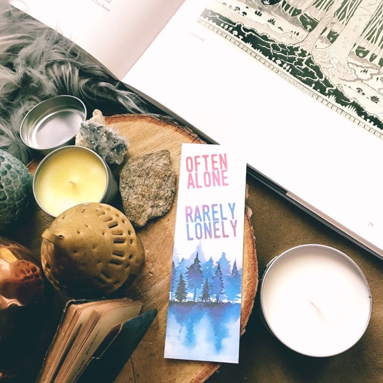 Often Alone, Rarely Lonely Bookmark, Introvert Bookmark, Watercolor ...