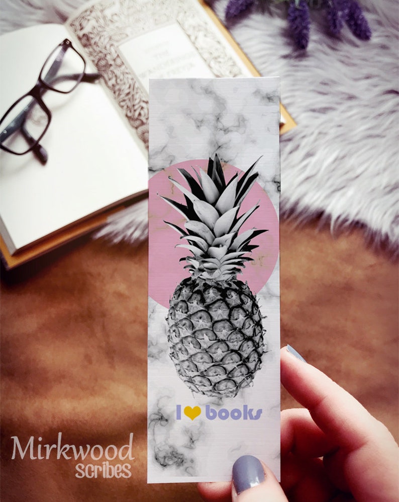 Pineapple Pastel and Gray Bookmark Book Lover Gift Bookish | Etsy