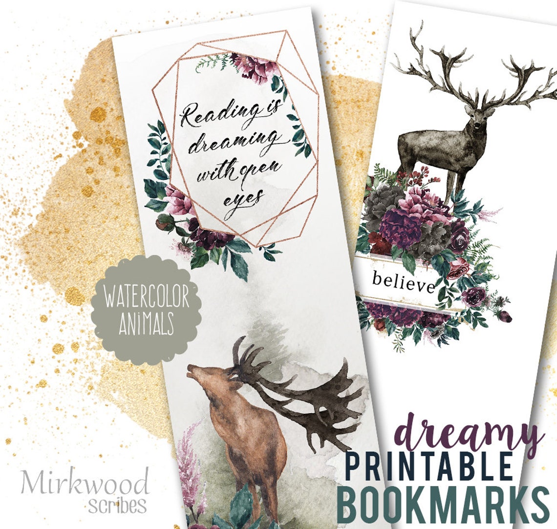 Fox and Deer Printable Bookmark Set Instant Download Woodland - Etsy