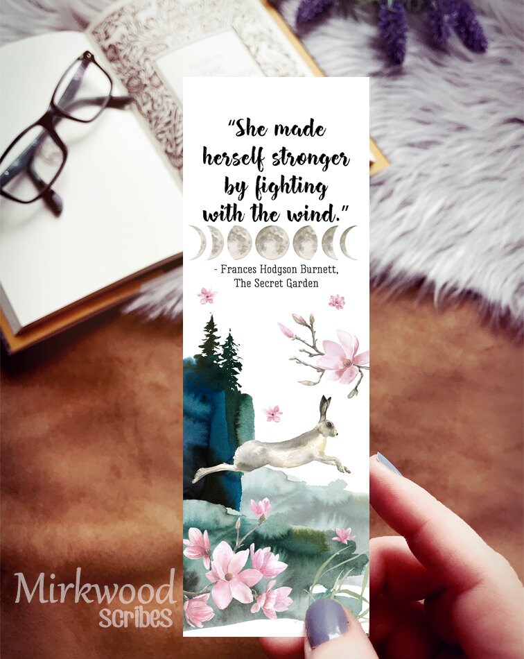 The Secret Garden Bookmark, Watercolor Rabbit Bookmark, Strong Women ...