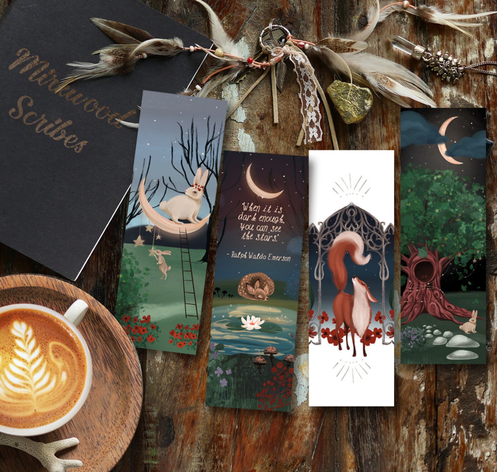 Enchanted Forest Printable Bookmarks Celestial Gift Rabbit - Etsy