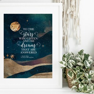 ACOMAF Art Print, Watercolor Galaxy Quote About Dreams, ACOTAR Home ...