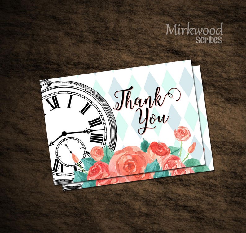 Alice in Wonderland Thank You Cards Printable 4x6 Thank You - Etsy