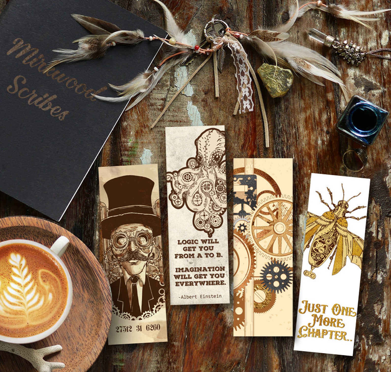 Steampunk Bookmark Set 4 Printable Steampunk Bookmarks - Etsy