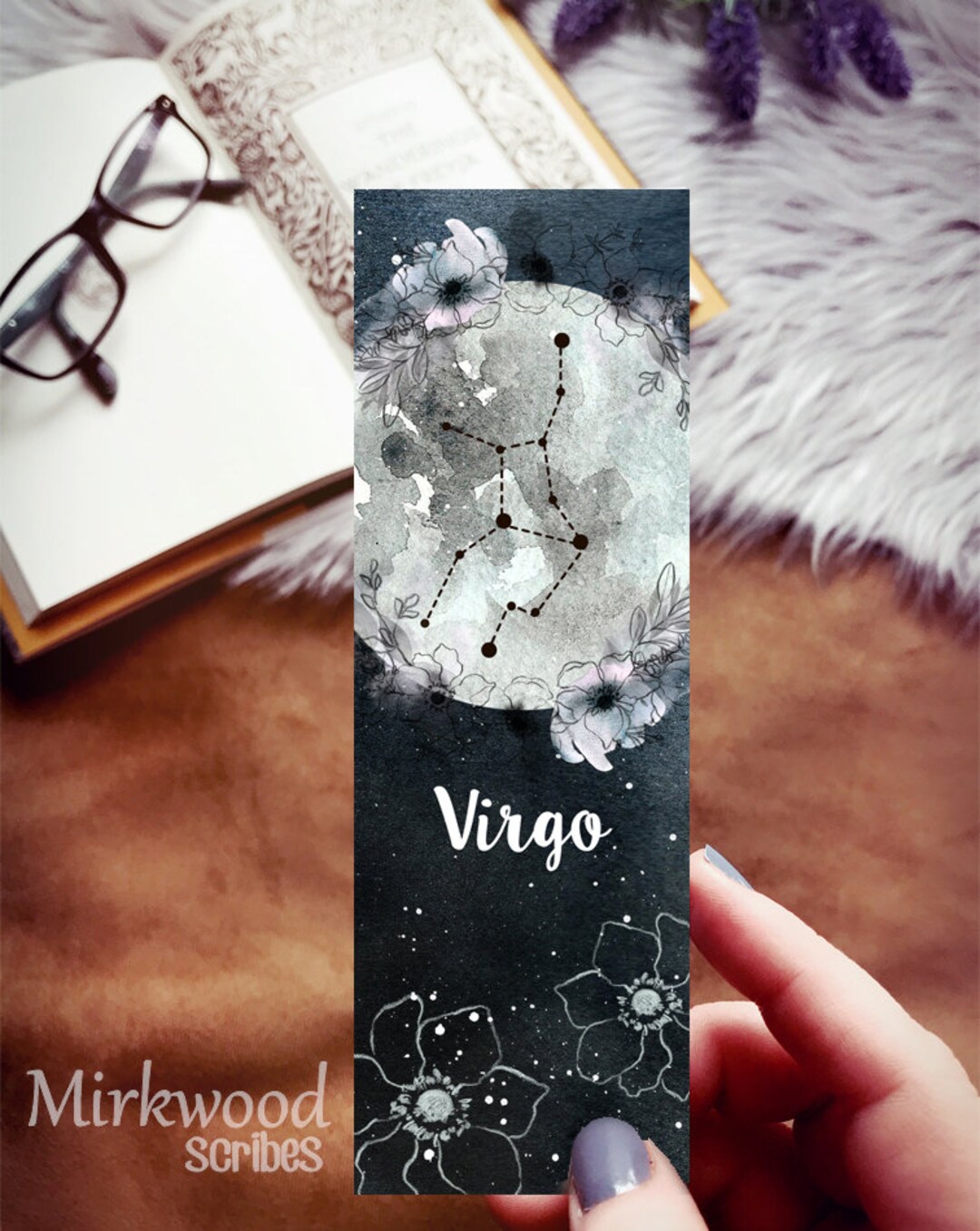 Virgo Zodiac Sign Bookmark, Gift for Virgo, Moon Bookmark, Astrology ...