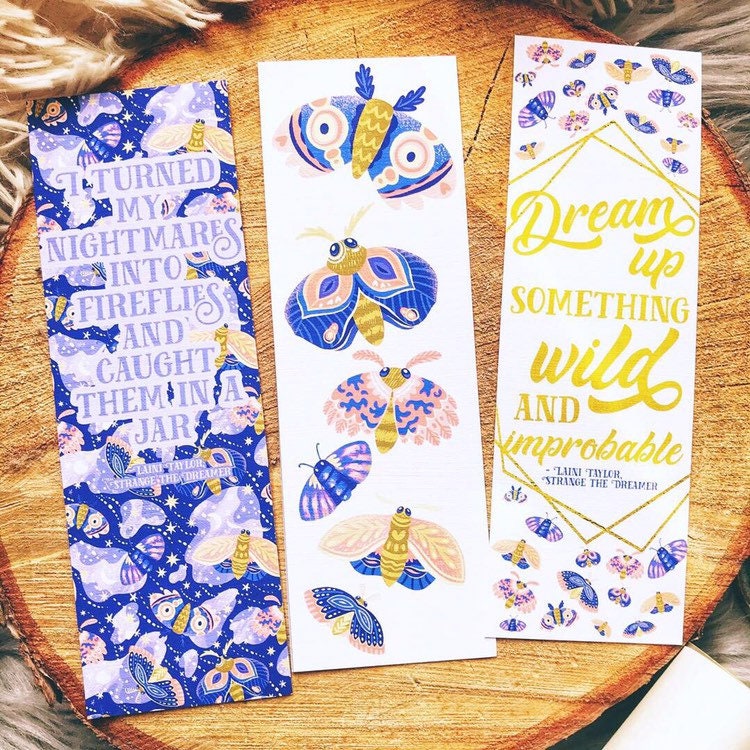 Strange the Dreamer Printable Quote Bookmarks Lunar Moth | Etsy