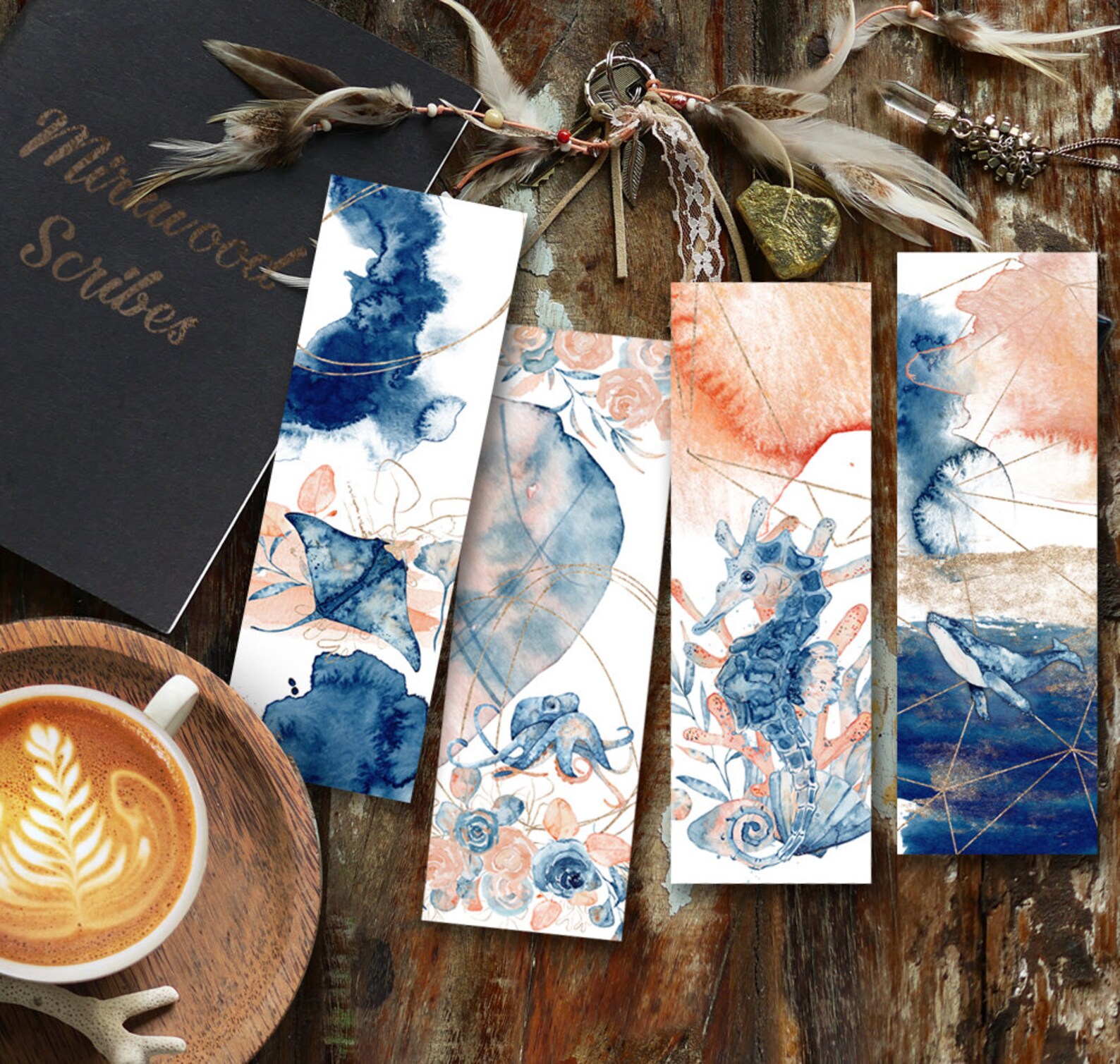 Ocean Life Watercolor Bookmarks Printable Whale Bookmark | Etsy