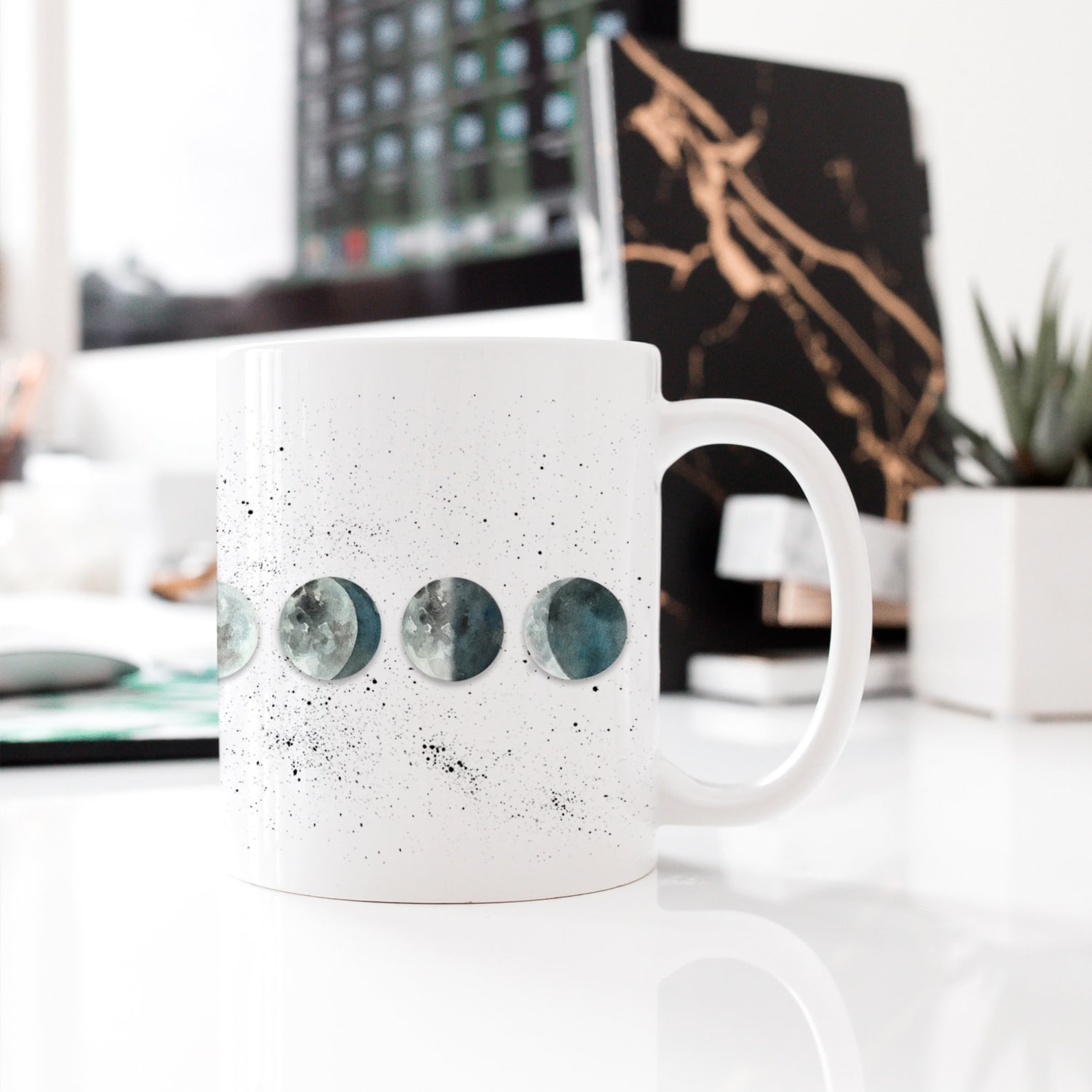 Moon Phases Coffee Mug Watercolor Lunar Ceramic Mug Gift | Etsy