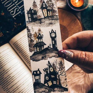 Halloween Houses Spooky Bookmark, Haunted House Bookmark, Hocus Pocus ...