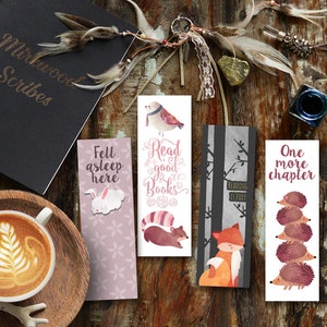 Read Good Books Watercolor Woodland Animal Bookmark, Bird and Squirrel ...