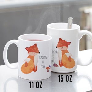Reading is Foxy Ceramic Coffee Mug, Book Lover Mug, Book Worm Gift ...