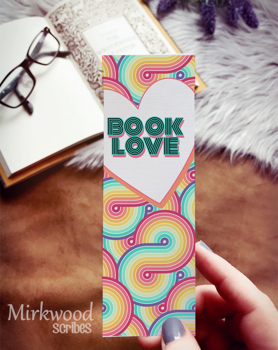 Rainbow Retro Book Love Bookmark - Etsy